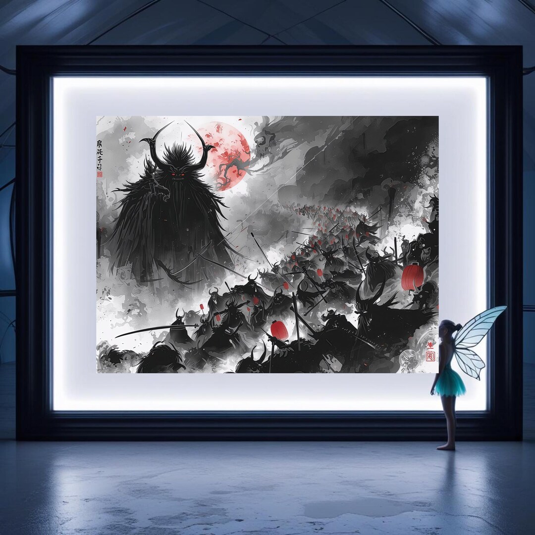 Japanese Yokai Night Parade Matte Horizontal Poster, Nurarihyon, High ...