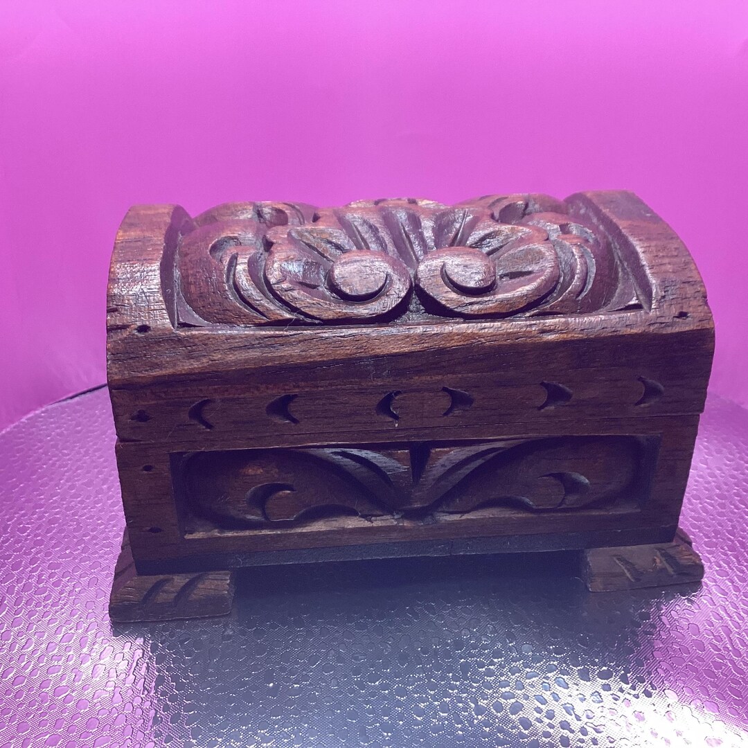 A Hand -carved Wooden Match Box - Etsy