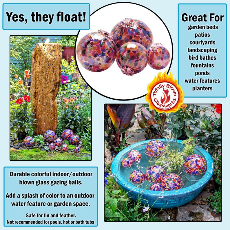 Pond Float, Garden Gazing Ball, Table Centerpiece. Pink Rainbow Magic ...