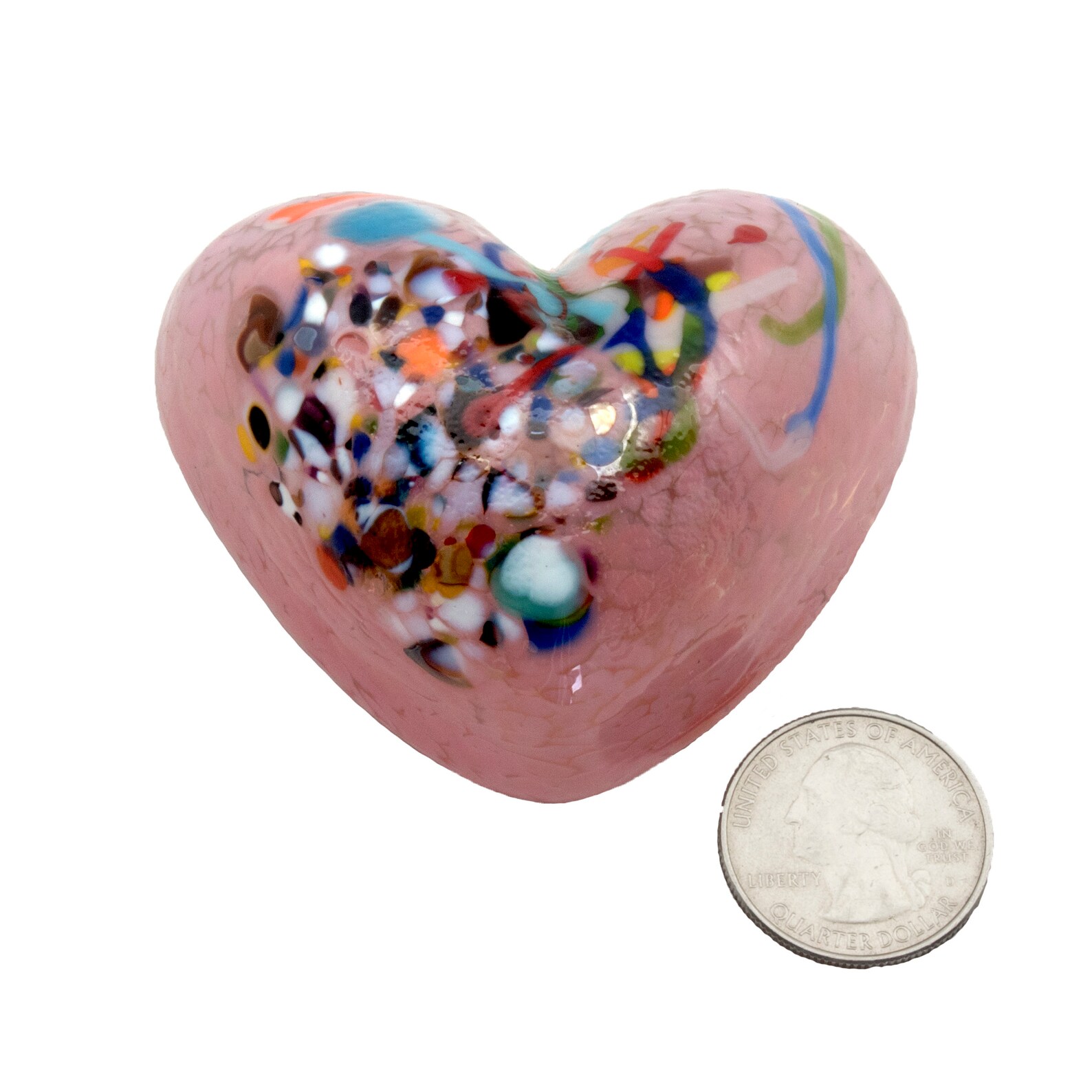 Heart Pretty in Pink Solid Glass Paperweight thinking of | Etsy