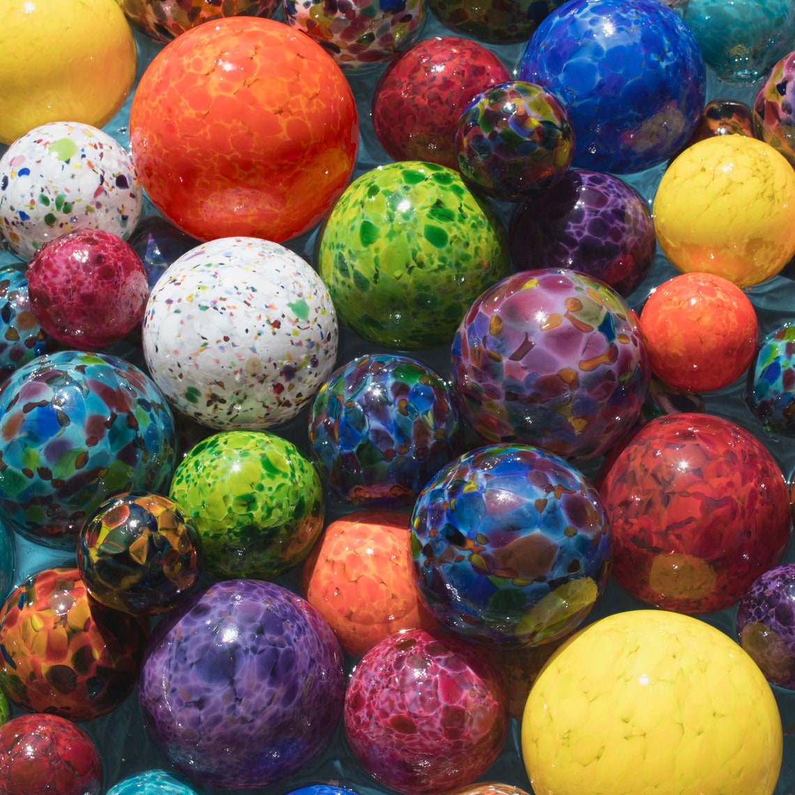 Pond Floats. Red Magic Mix Blown Glass. Available in 3 Inch 4 | Etsy