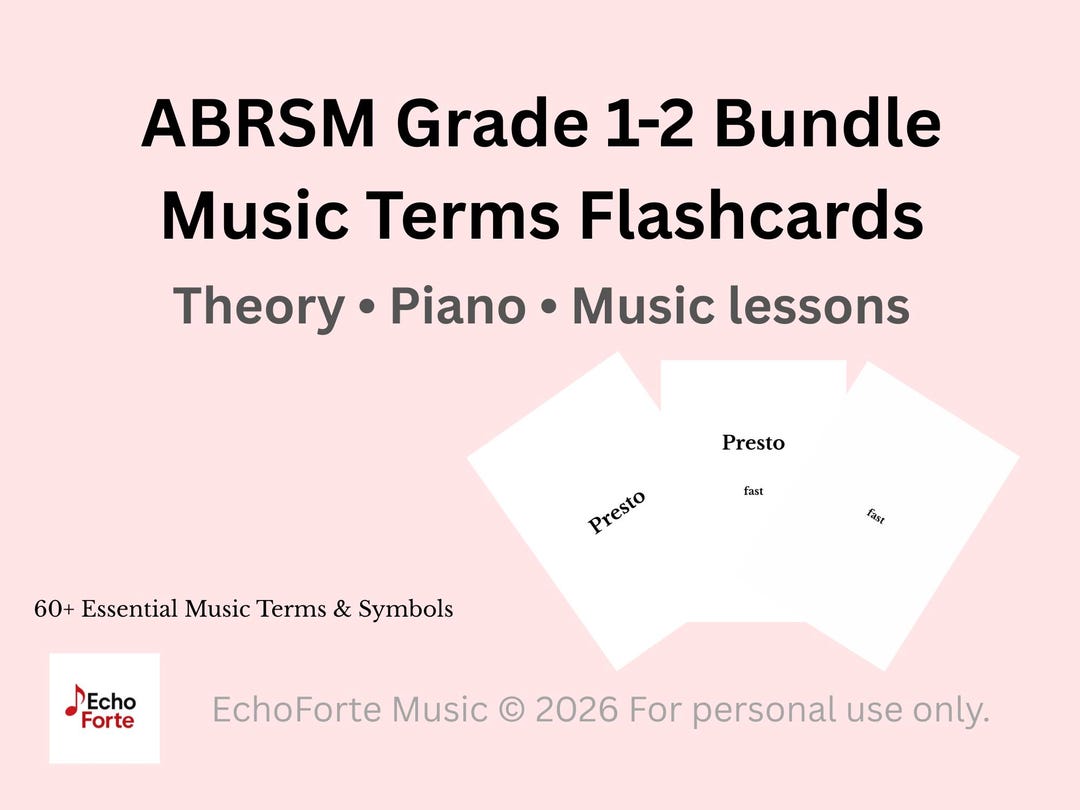 Grade 1–2 Music Terms Flashcards Bundle | Printable Music Theory Cards ...
