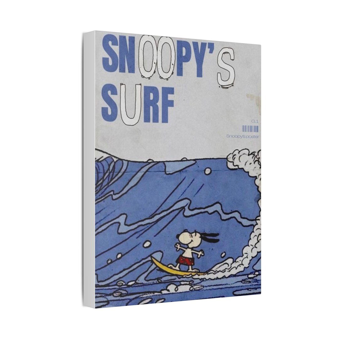 Snoopy Surf Canvas Print, Peanuts Cartoon Home Decor, Surfing Dog Art ...