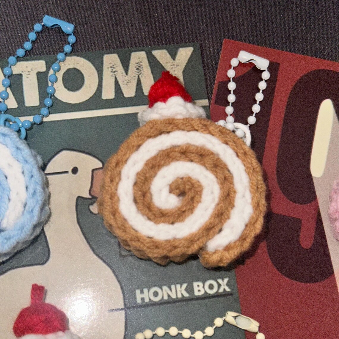 Crochet Swiss Roll Keychain: Handmade Milk Cotton Yarn Cake Charm - Etsy