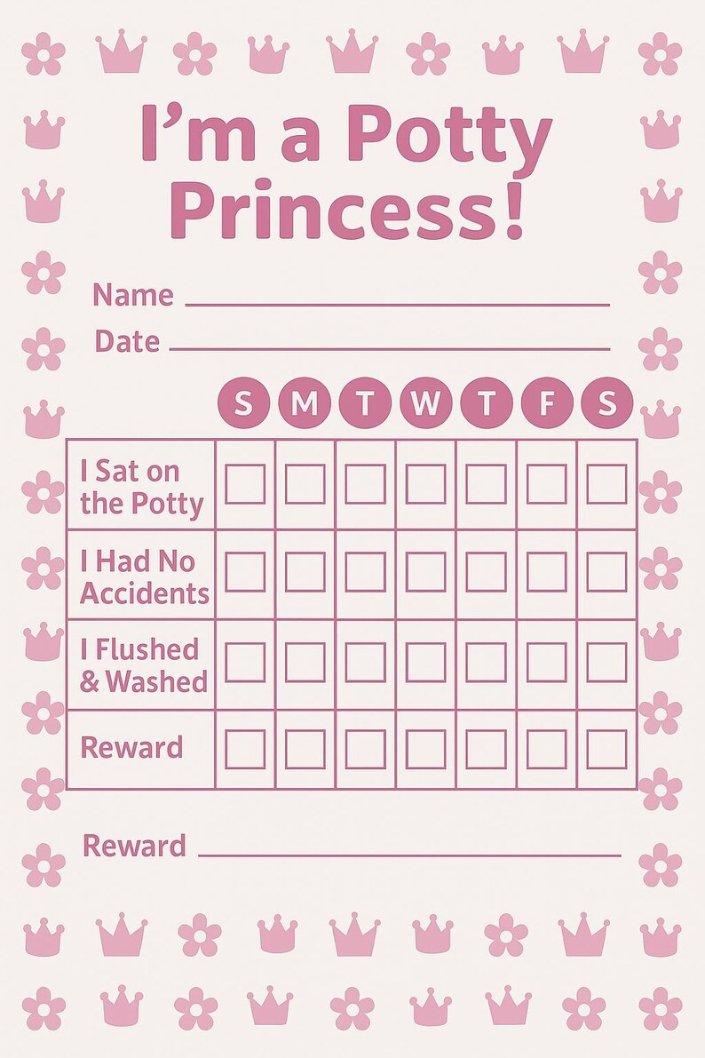 Potty Training Chart for Kids | Printable Toddler Reward Chart ...