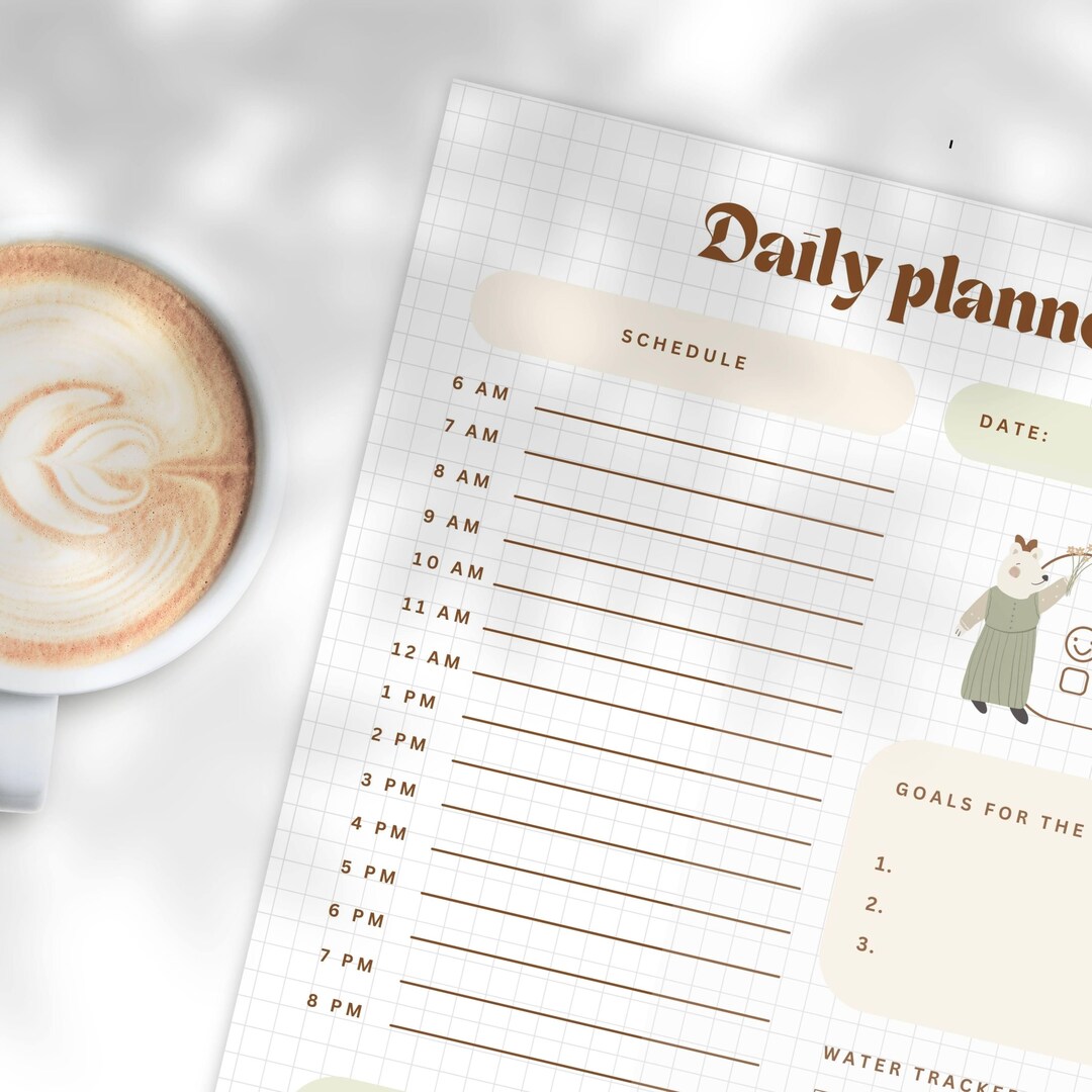 Cozy Bears Daily Planner Template: Mood & Water Tracker (PDF Download ...