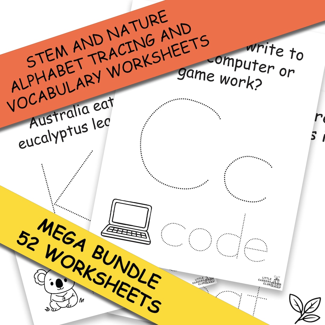 Nature & STEM Alphabet Tracing Worksheets | Fun Learning for ...