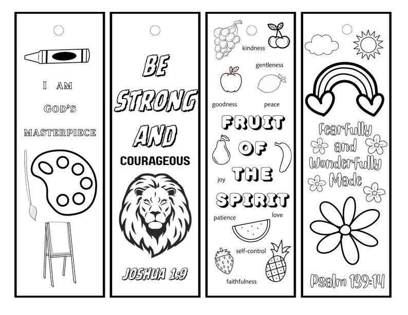 Christian Coloring Bookmarks for Kids - Etsy