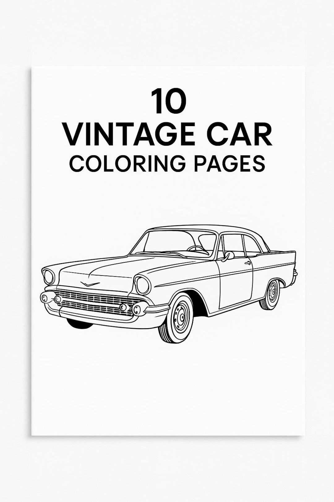 Vintage Car Coloring Pages Printable PDF | Retro Classic Car Line Art ...