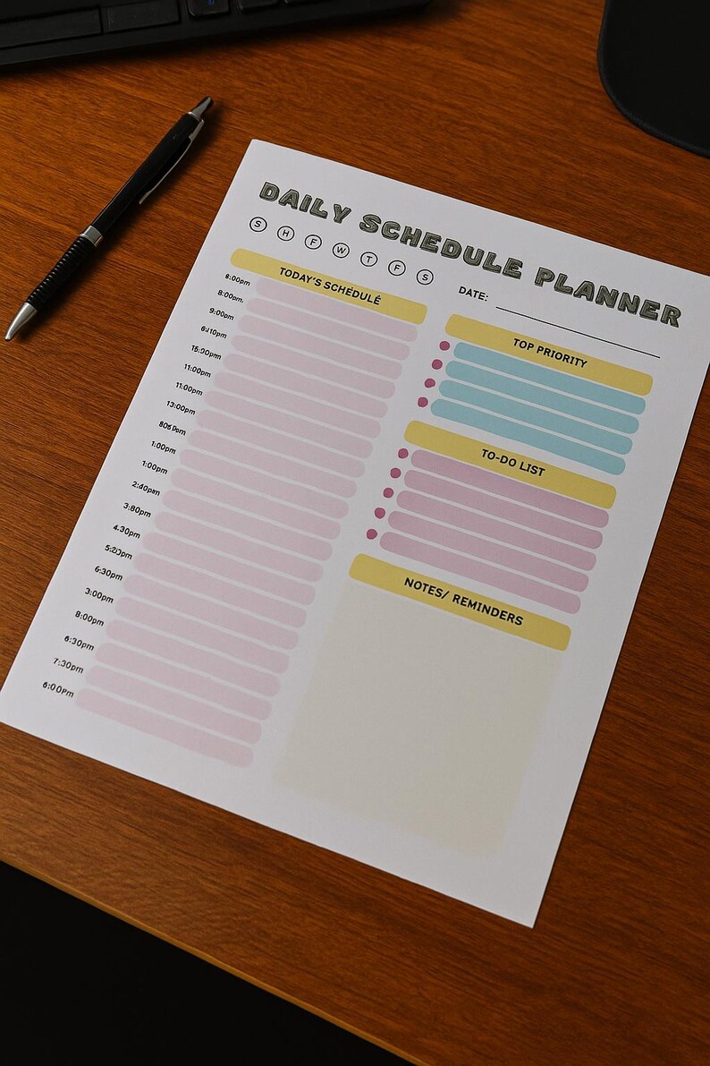 Minimalist Daily Planner Printable | Schedule Organizer, To-do List ...
