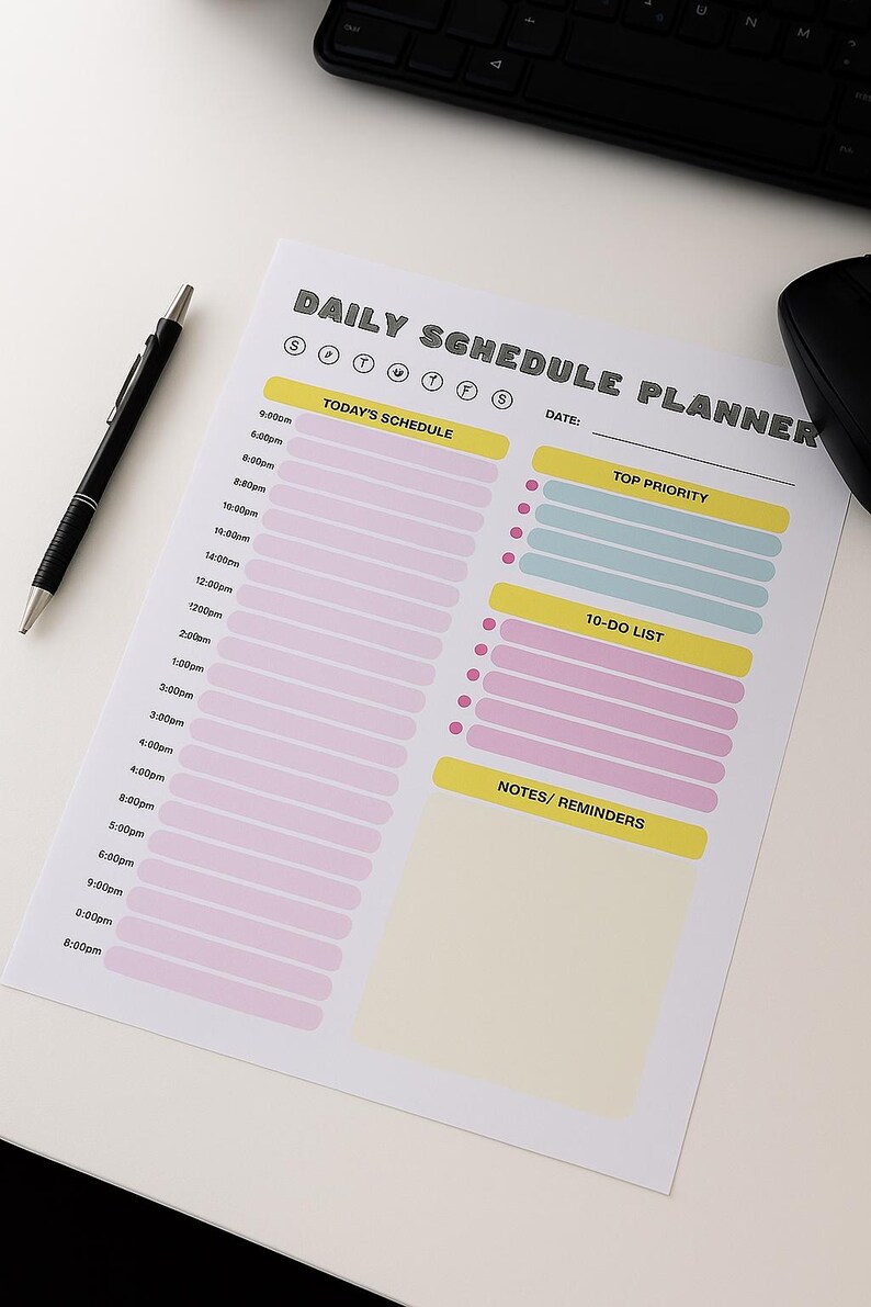 Minimalist Daily Planner Printable | Schedule Organizer, To-do List ...