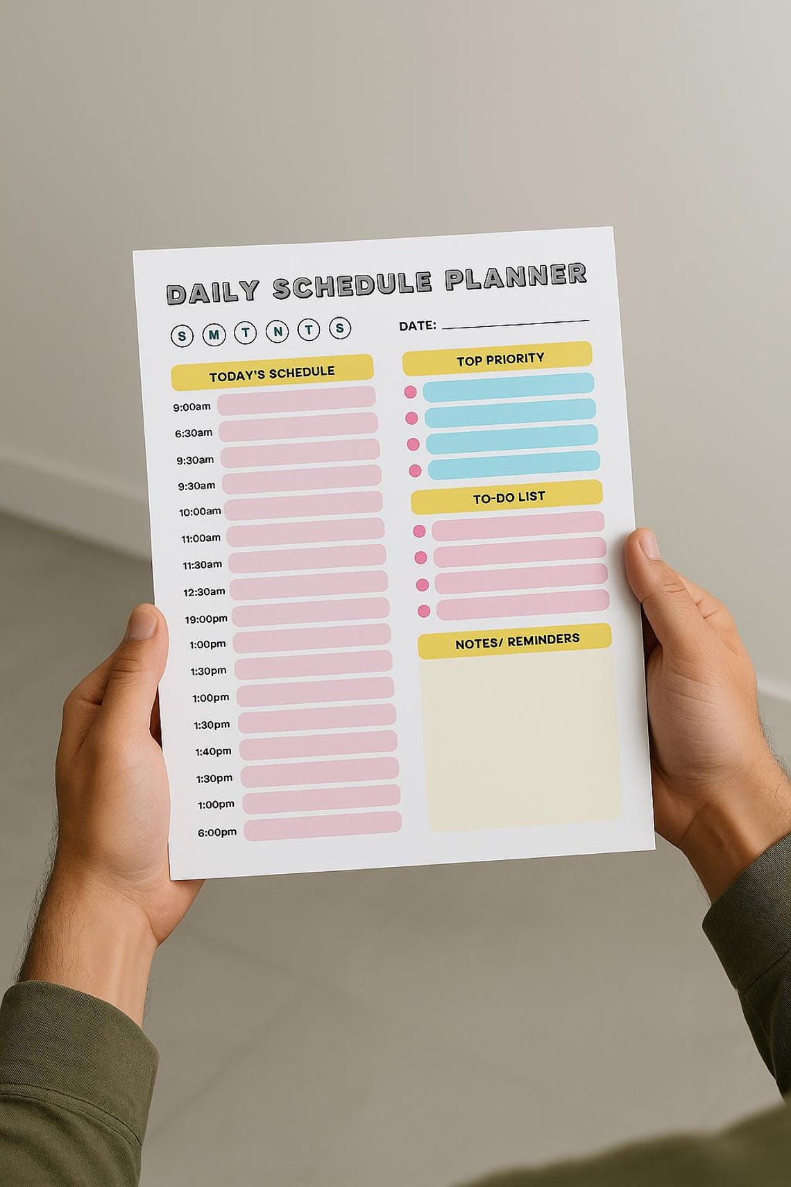 Minimalist Daily Planner Printable | Schedule Organizer, To-do List ...