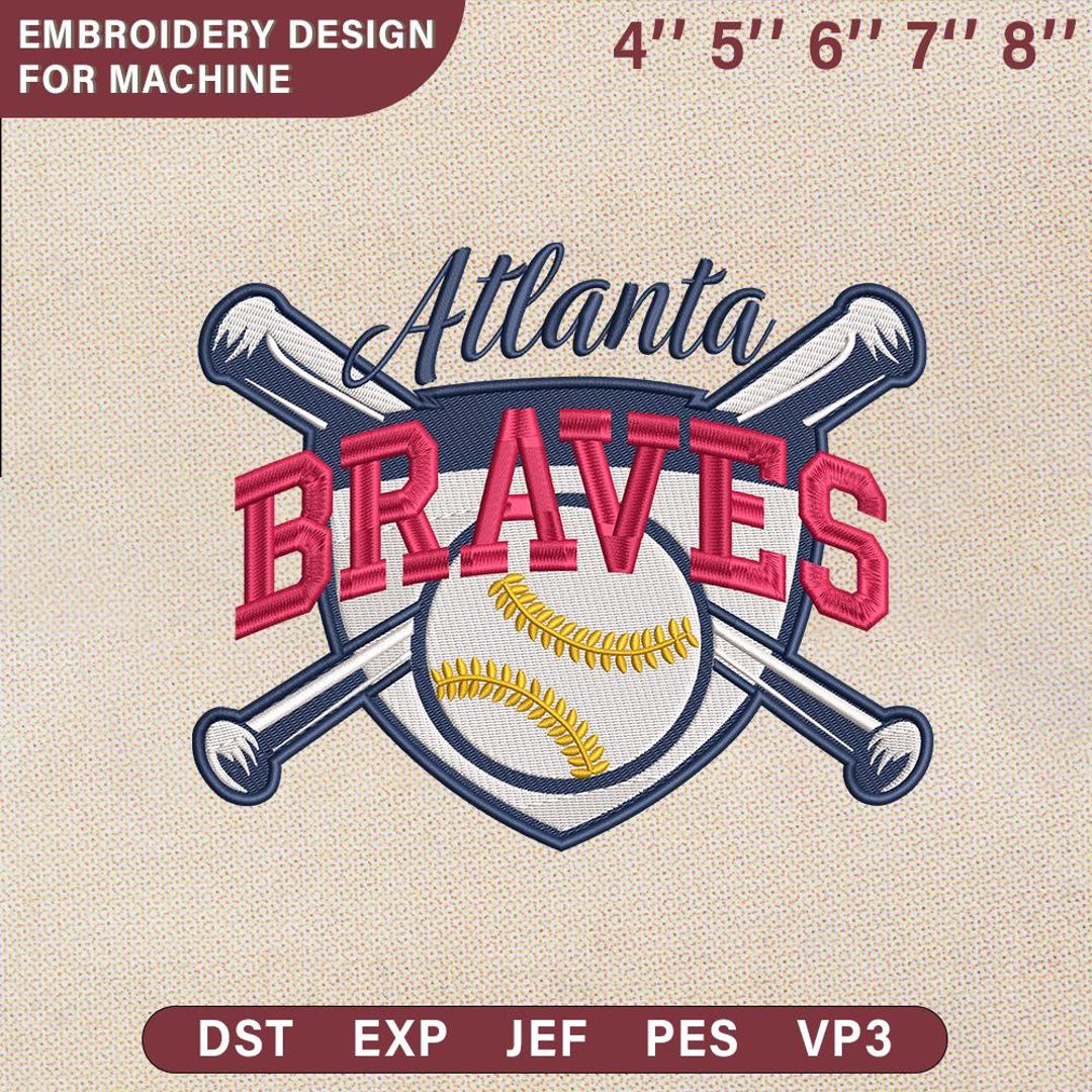 Alanta Baseball Embroidery Design, Fan Logo Machine Embroidery File ...