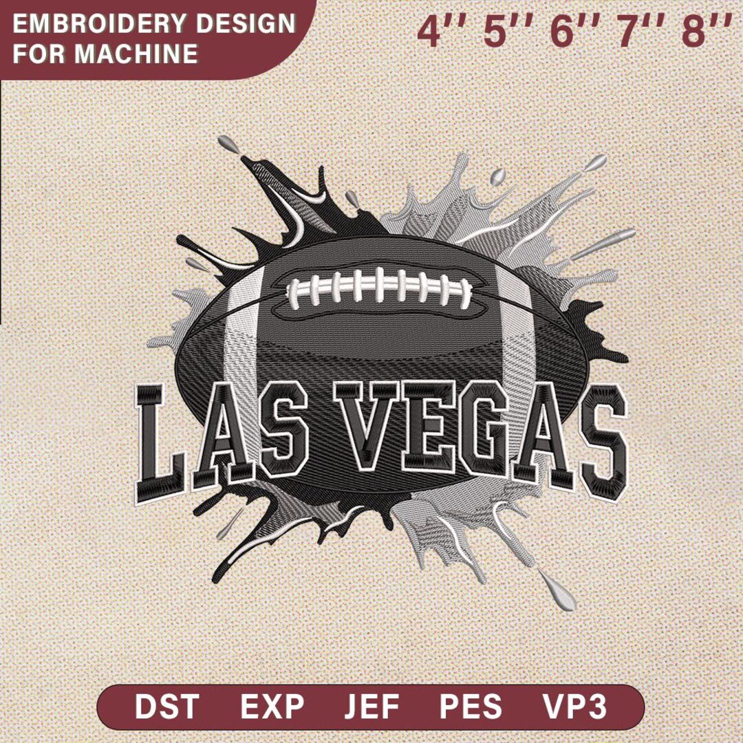 Las Vegas Football Splat Embroidery Design, Sports Paint Splash Machine ...