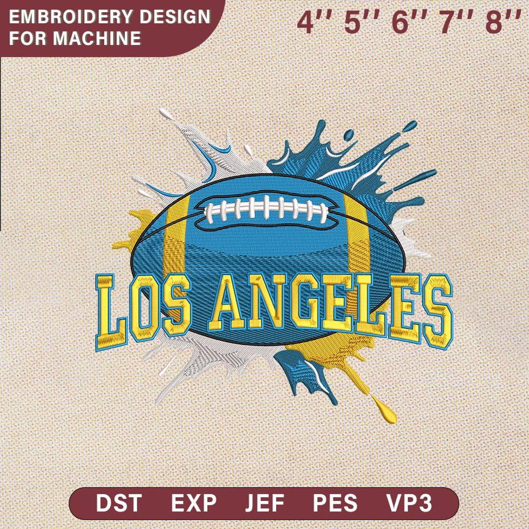 Los Angeles Football Splat Embroidery Design, Sports Paint Splash ...