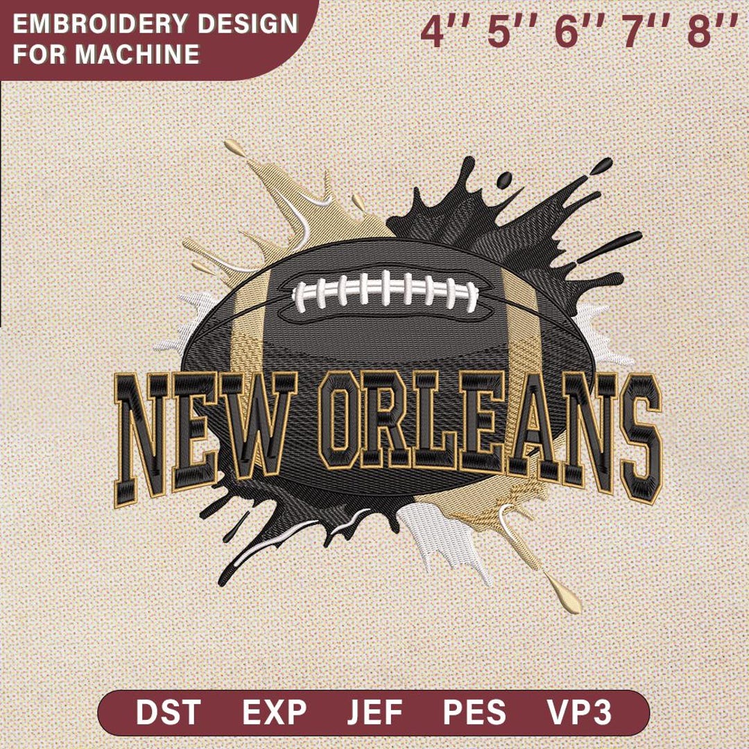 New Orleans Football Splat Embroidery Design, Sports Paint Splash ...