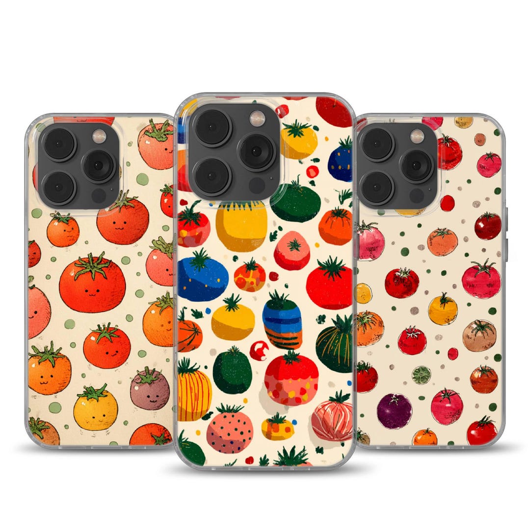 Cute Tomato Pattern Phone Case Red Tomato Cover for iPhone 16e, 17 Pro ...