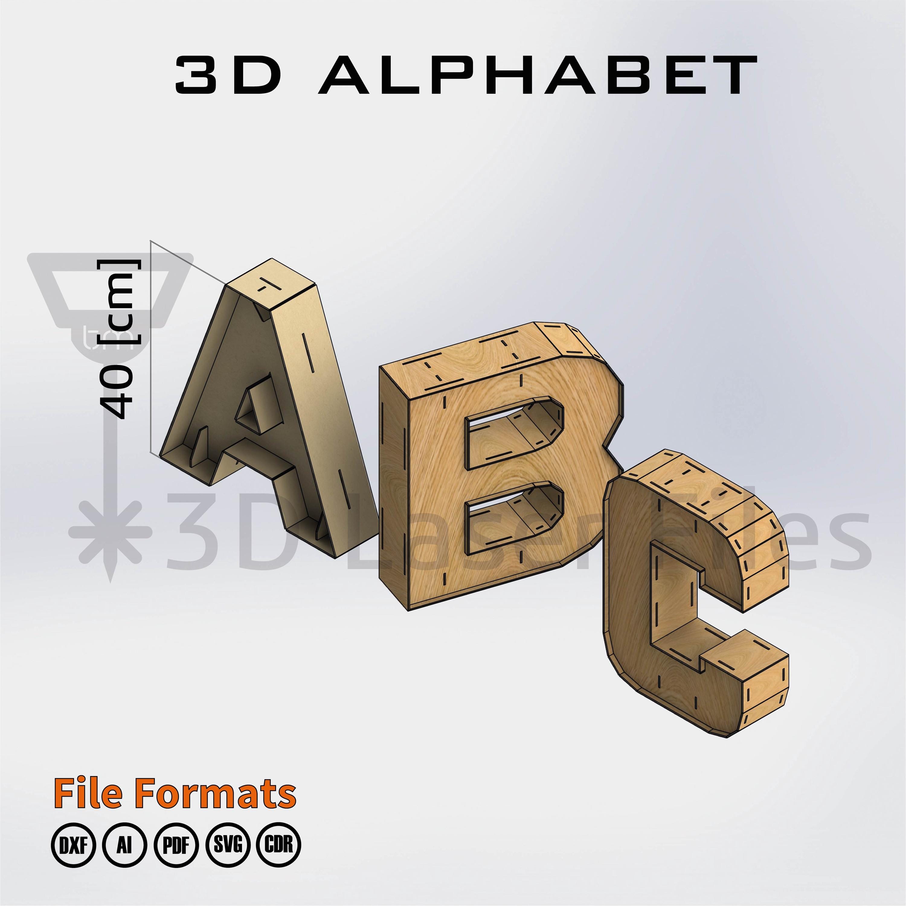 3D Alphabet 40 [cm] - for Laser Cut - Cnc Files Vector - Digital Files ...