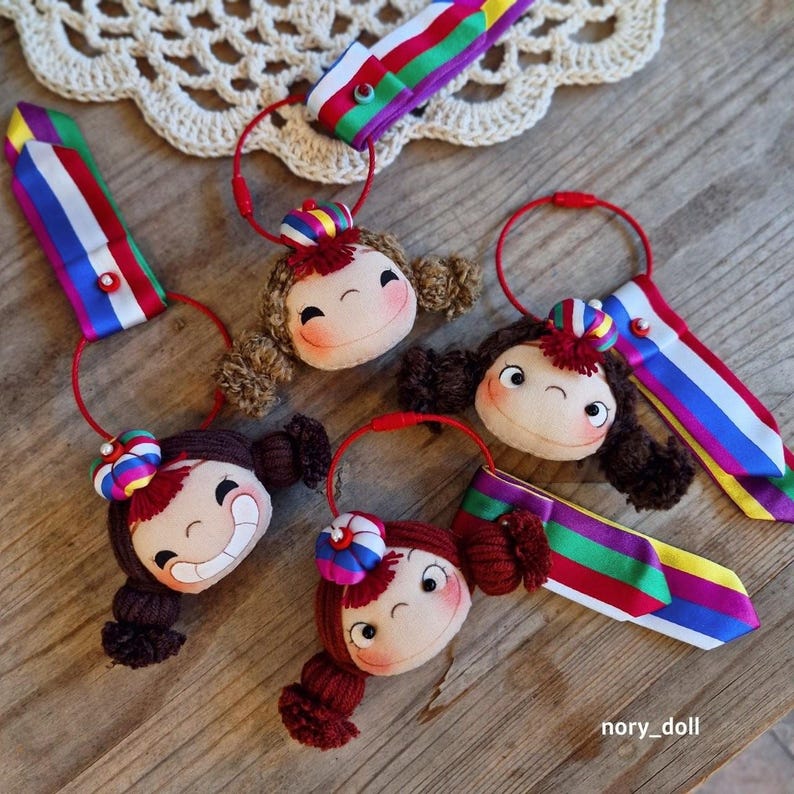 Handmade Korean Doll Keychain | Hanbok Ribbon Accessory - Etsy