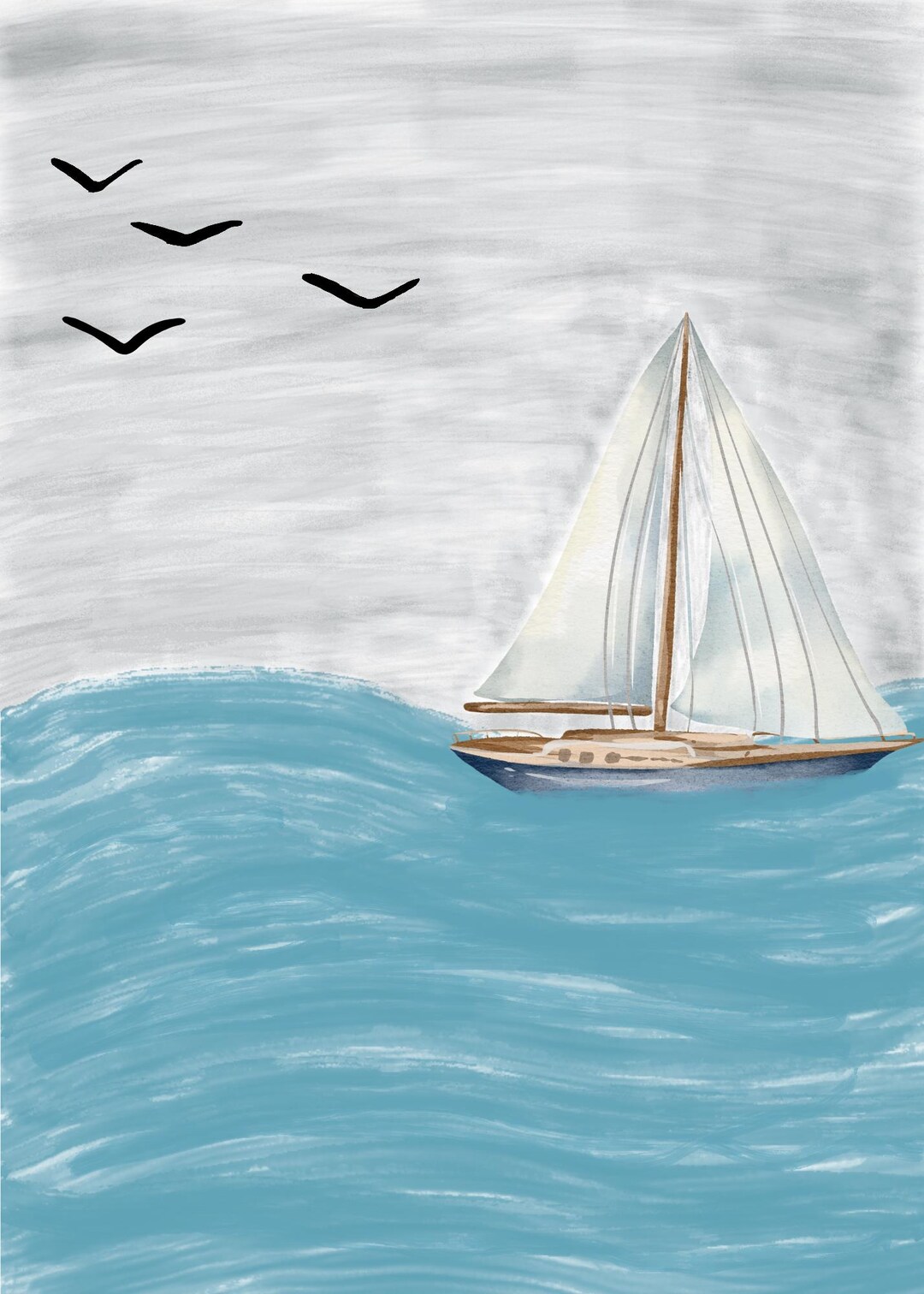 Sitting Sail Boat Print - Etsy