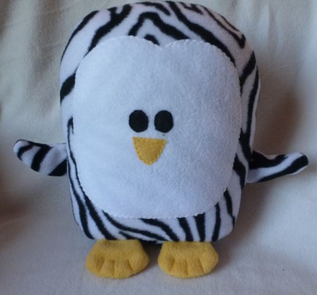 Zebra Print Penguin Plush / Gift / Penguin Pillow Pal / Handmade ...