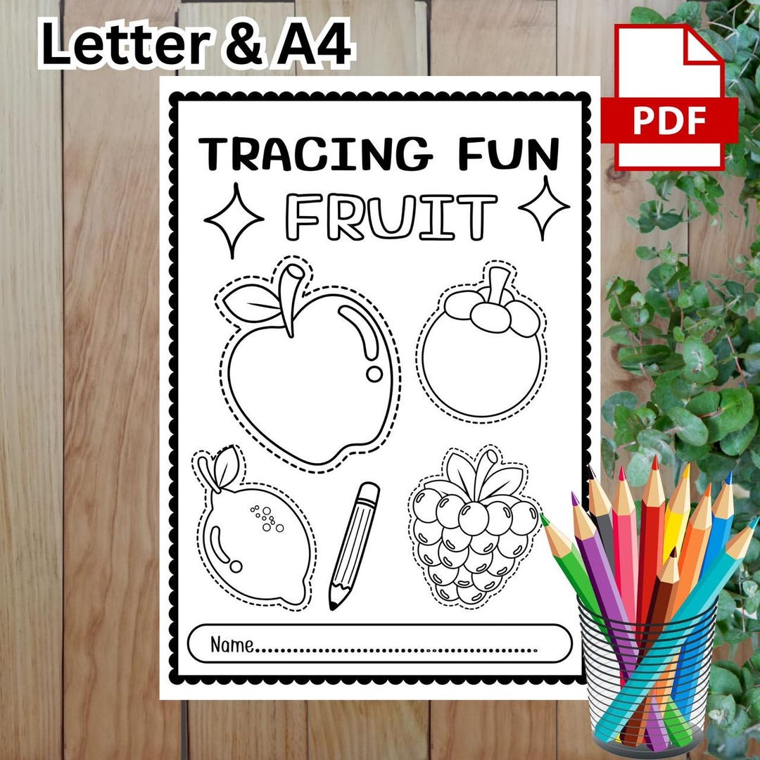 Fruit Tracing and Coloring Worksheets for Kids – 30 Pages Printable PDF ...