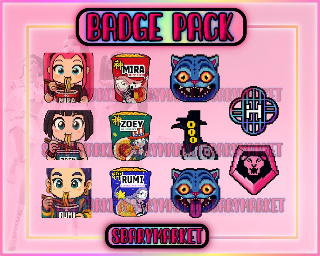 PIXEL ART Kpop Demon Hunters Sub/bits BADGE Pack / Twitch / Discord ...