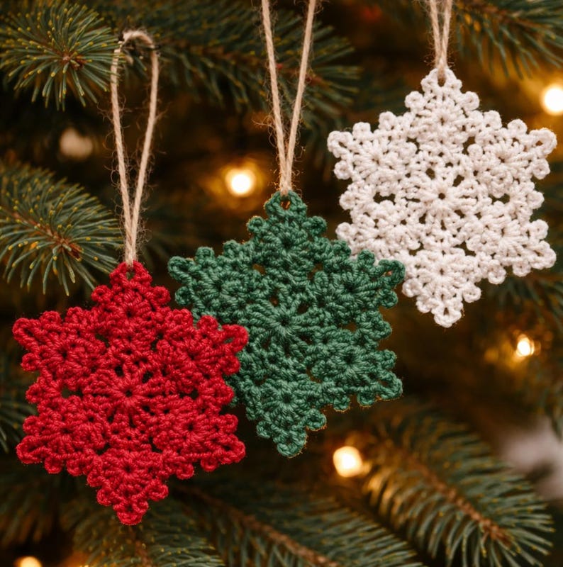 Crochet Snowflake Ornament Pattern Basic, Christmas PDF, Coaster or ...