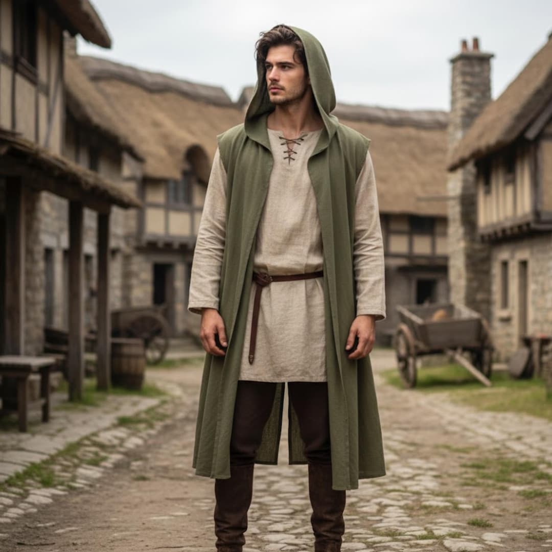 Green Medieval Open Front Cloak – Renaissance LARP Cape for Men - Etsy