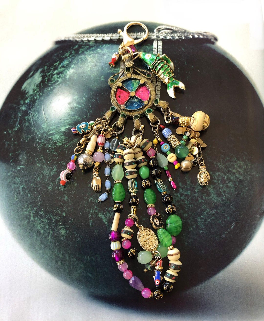 Artist Handmade Boho Key Chain, Purse Charm, Beaded Key Ring, Luxury ...