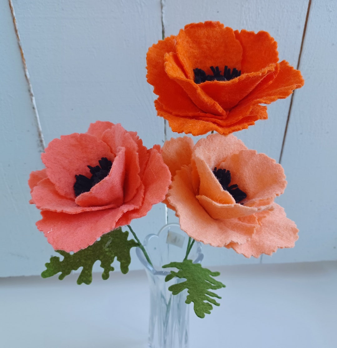 Felt Oriental Poppies, Single Stem Poppy - Etsy