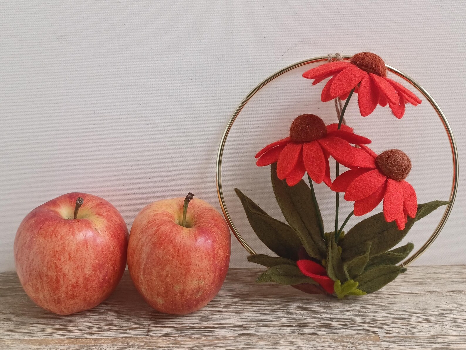 Mini Red Felt Coneflower Wreath - Etsy