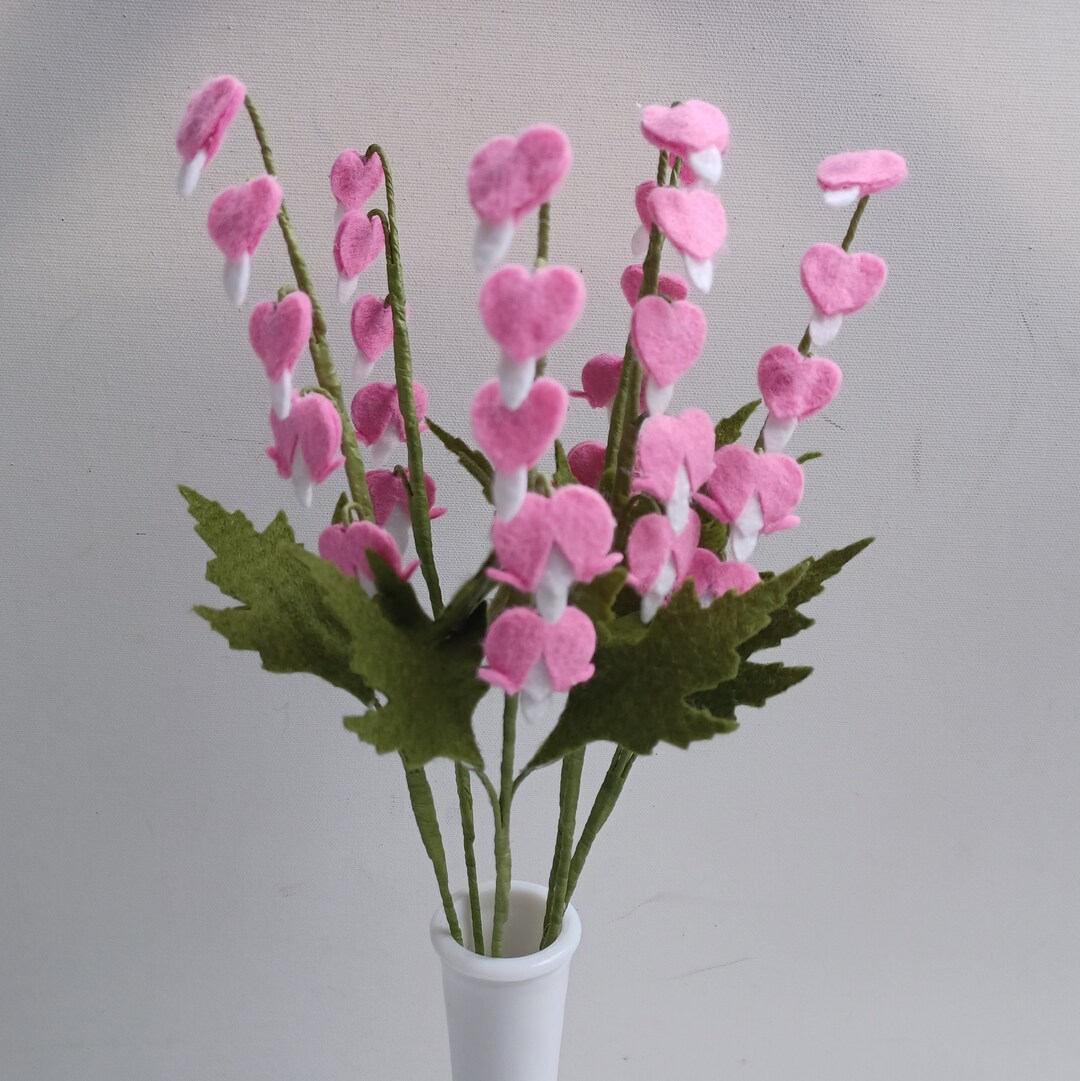 Felt Bleeding Heart Flower, Single Stem Dicentra - Etsy