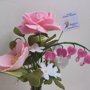 Pink Felt Bleeding Hearts Flower Bouquet - Etsy