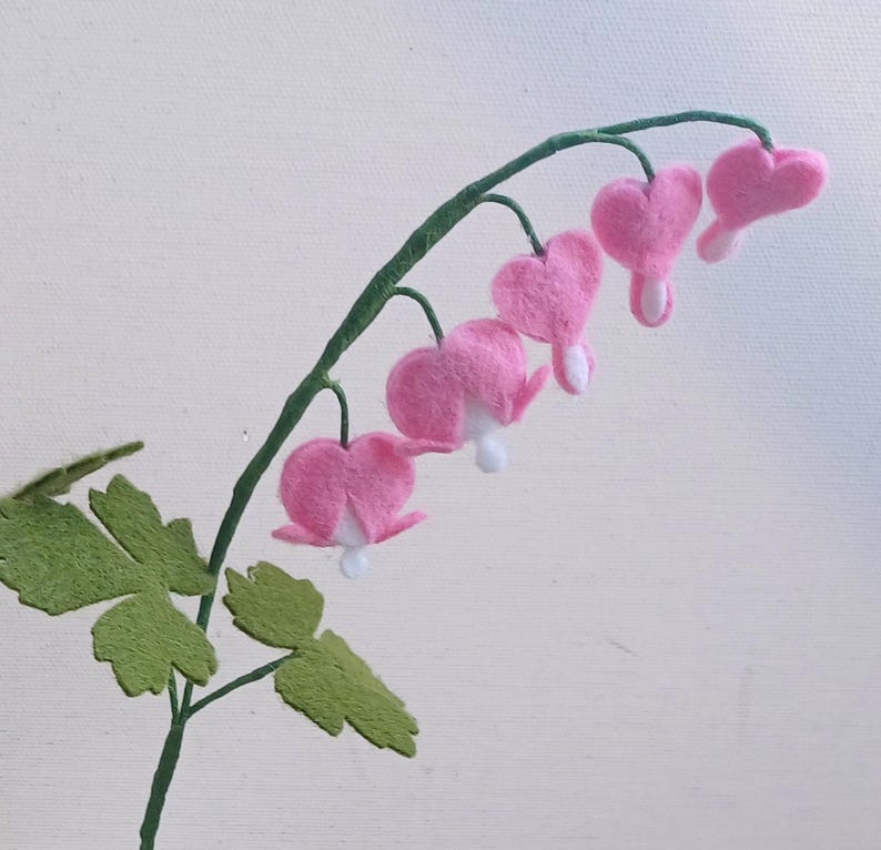 Felt Bleeding Heart Flower, Single Stem Dicentra - Etsy