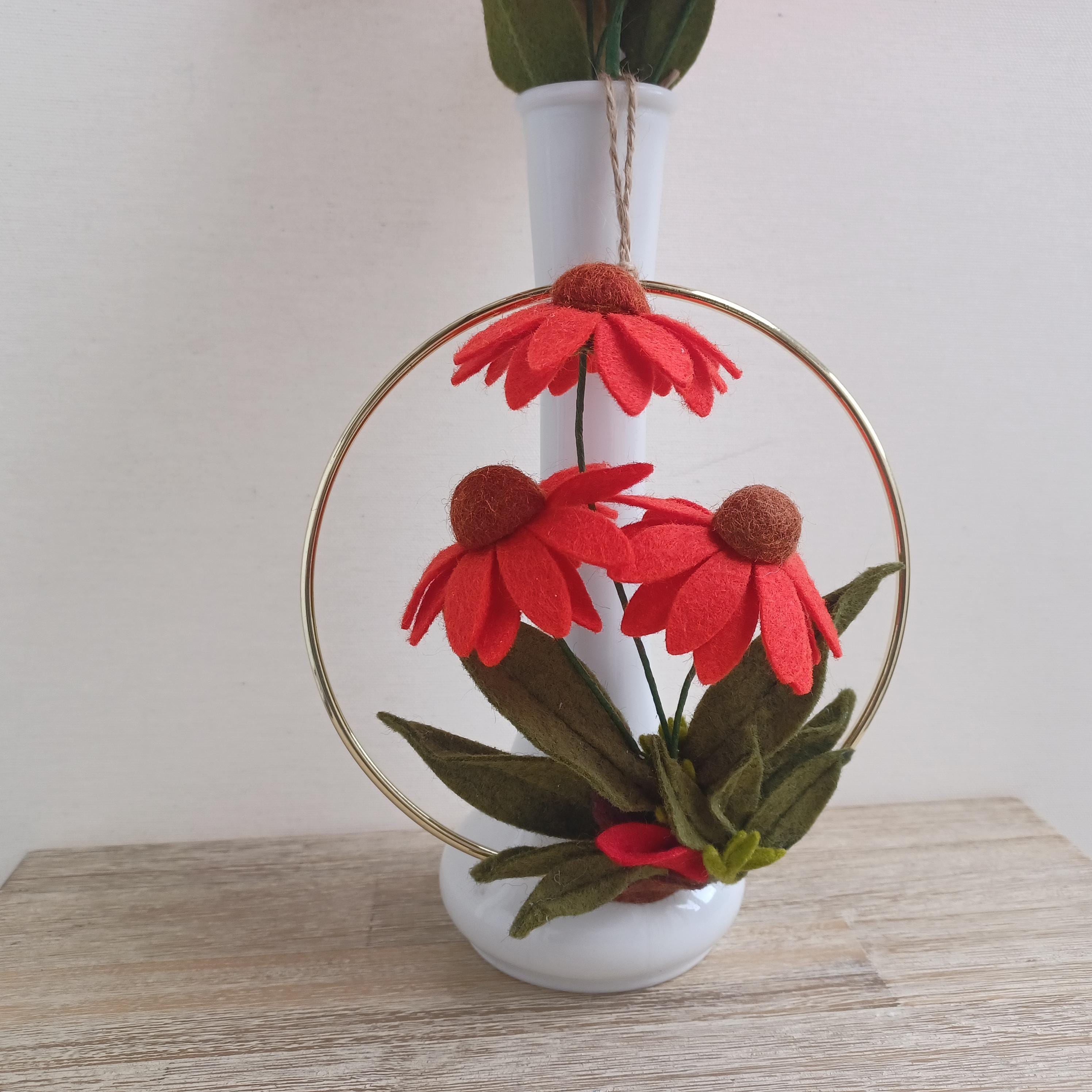 Mini Red Felt Coneflower Wreath - Etsy