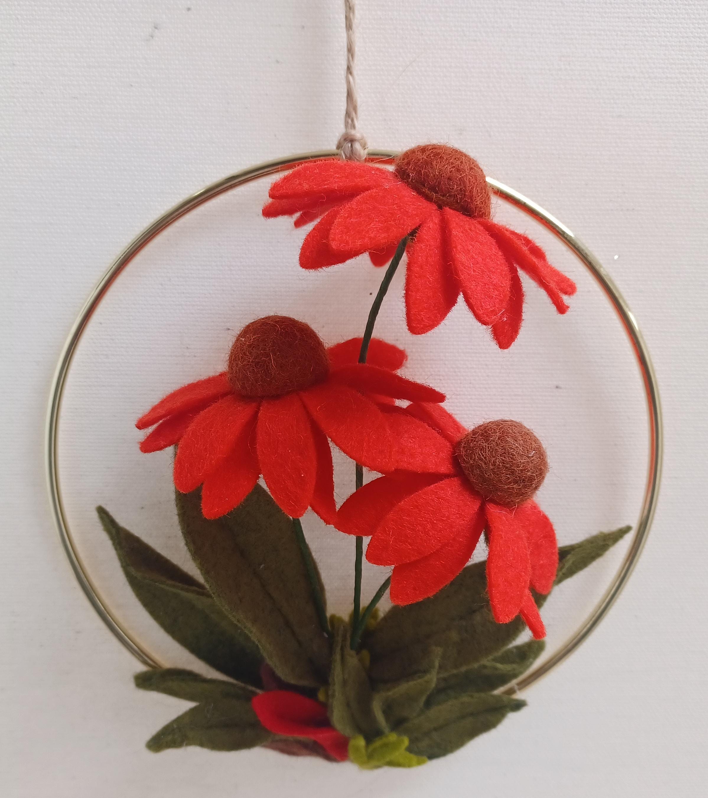 Mini Red Felt Coneflower Wreath - Etsy