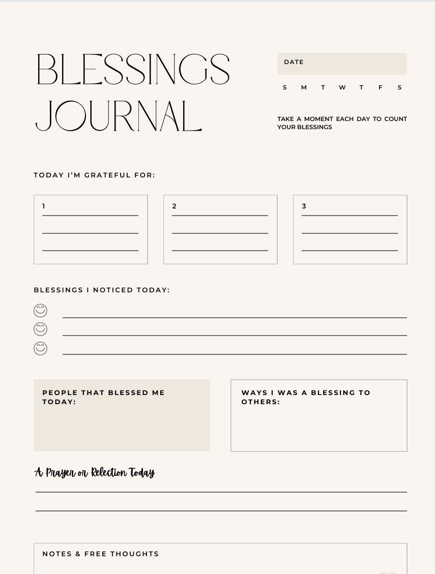 Daily Blessings Journal Page - Etsy