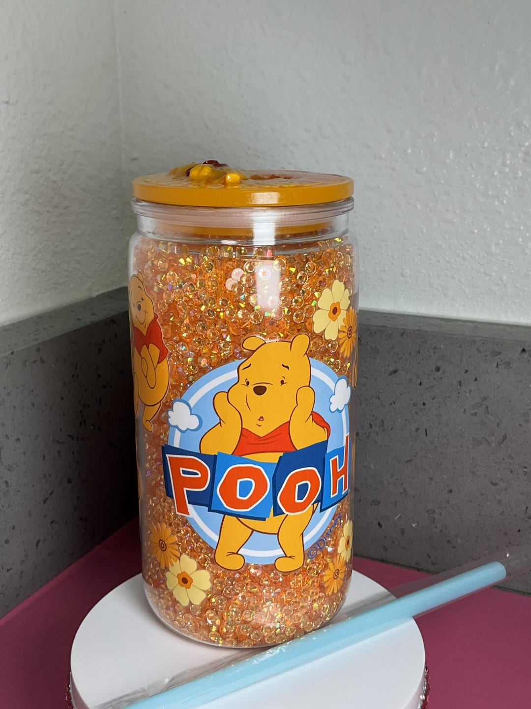 16oz Honey Bear Rhinestone Acrylic Tumbler With Straw and Lid - Etsy