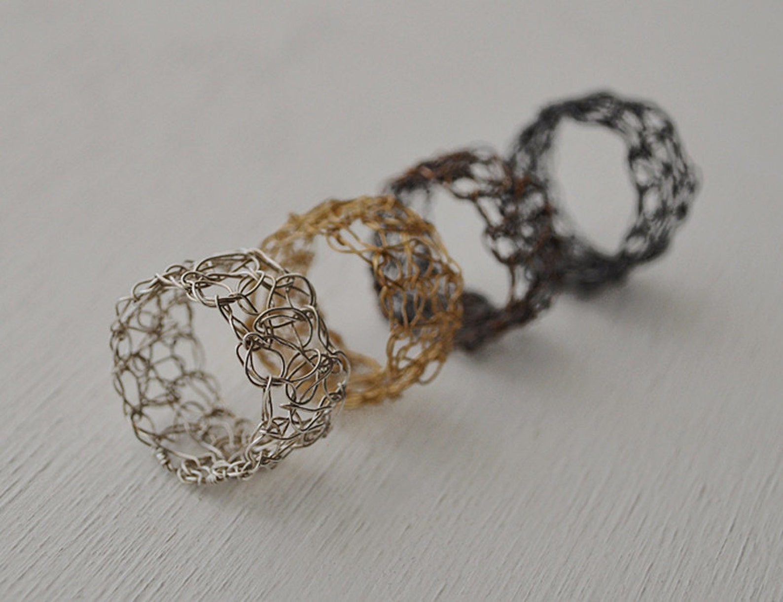 Crocheted Sterling Silver Ring Crochet Band Wire Mesh - Etsy