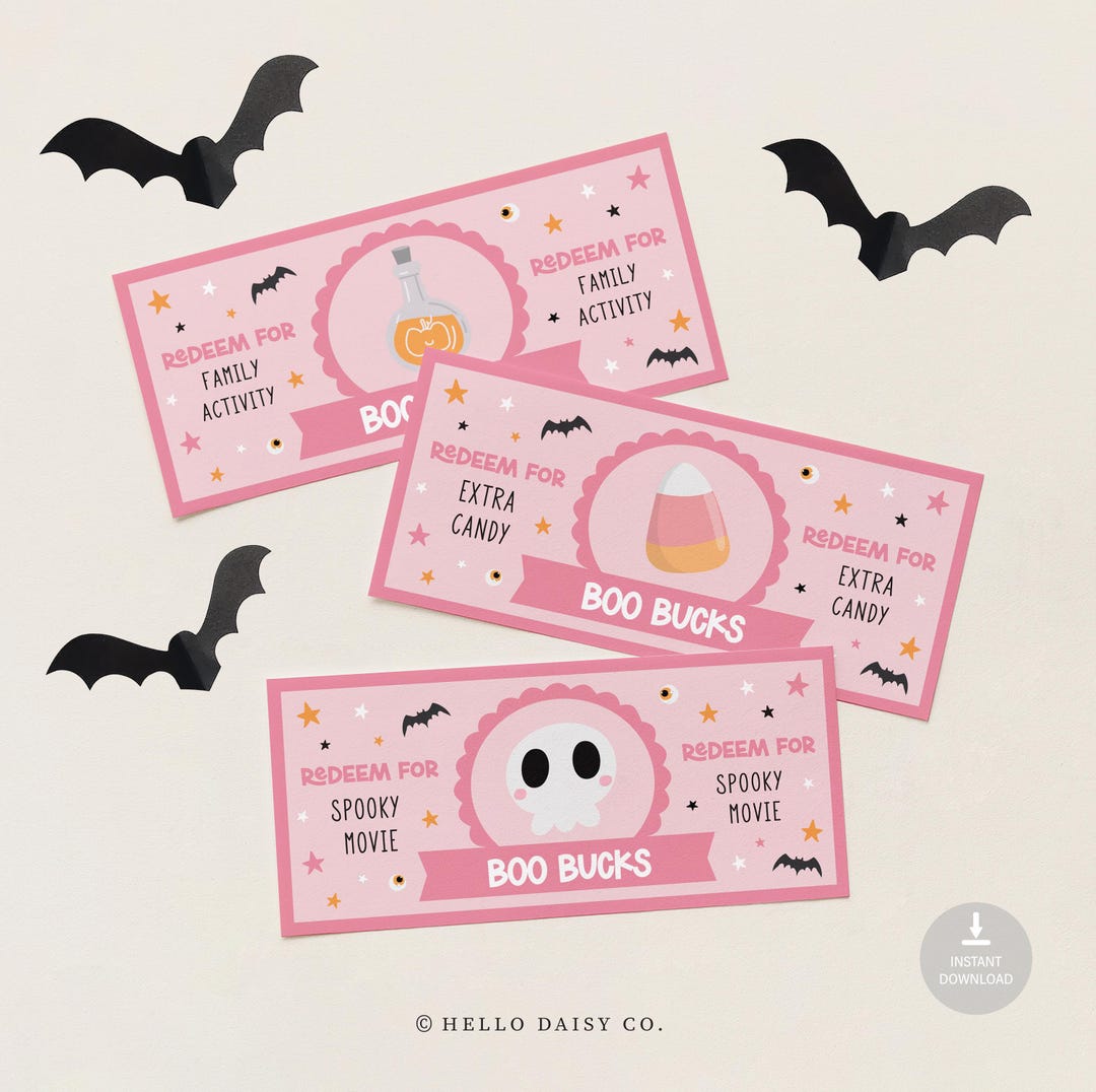 Printable Halloween Boo Bucks Coupons: Fun Gift Vouchers (PDF Download ...