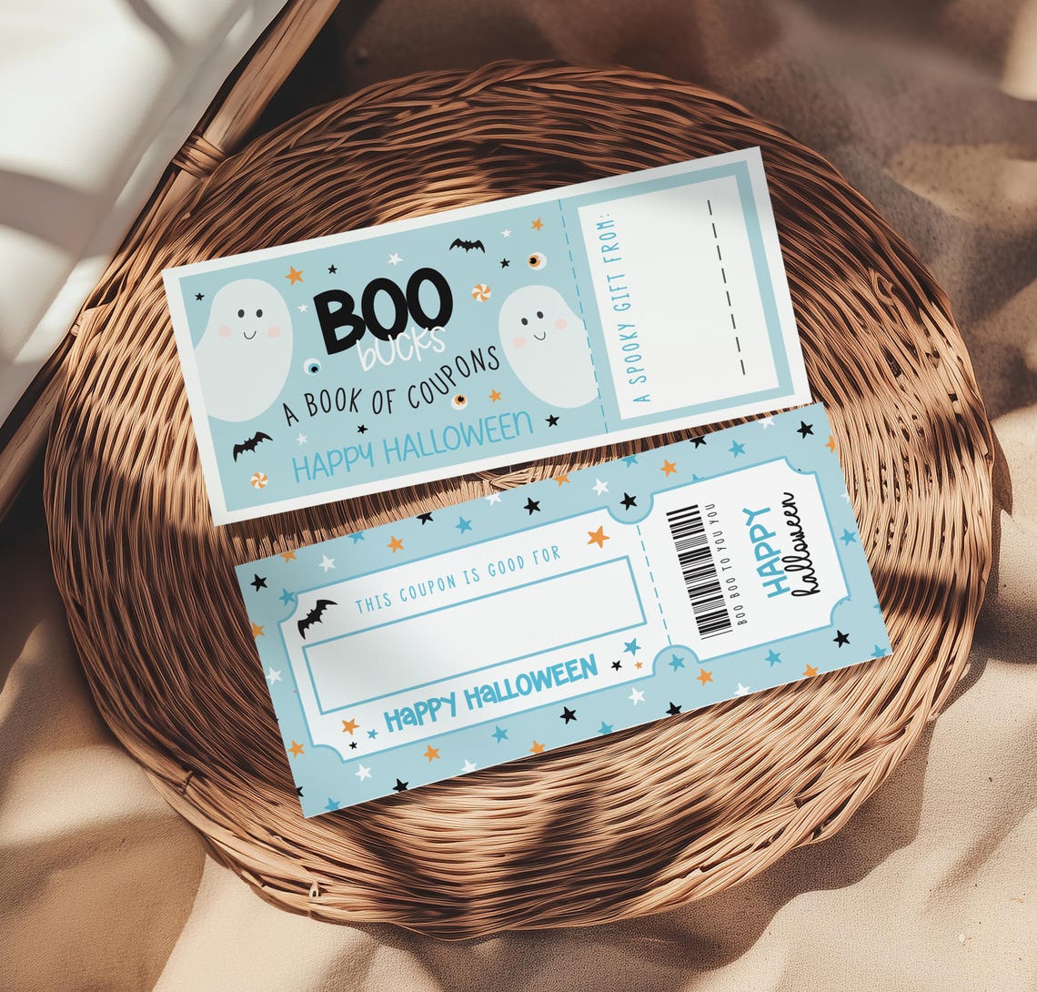Printable Halloween Boo Bucks Coupons: Kids Gift Coupon Book (PDF ...