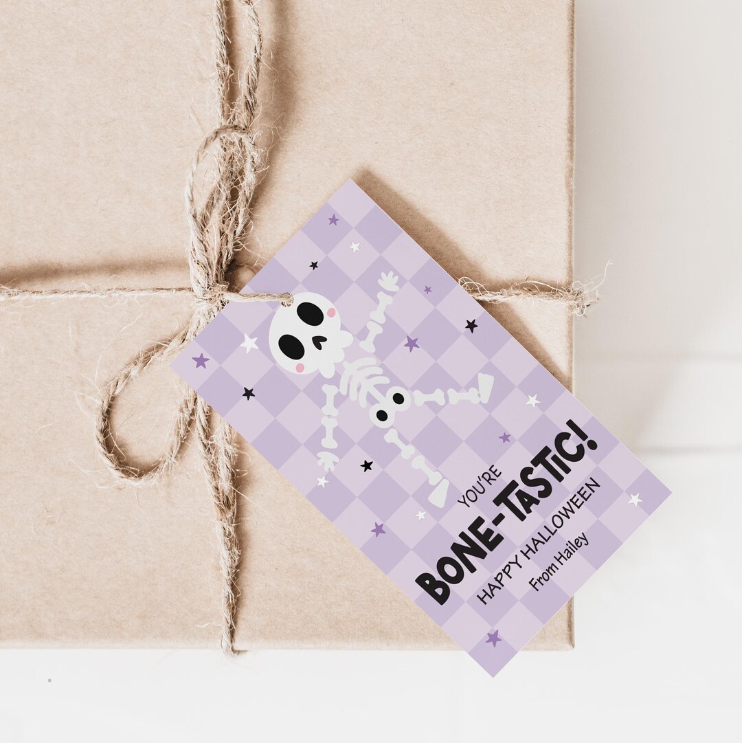 Halloween Printable Gift Tag Bone-tastic Halloween Party Favour ...
