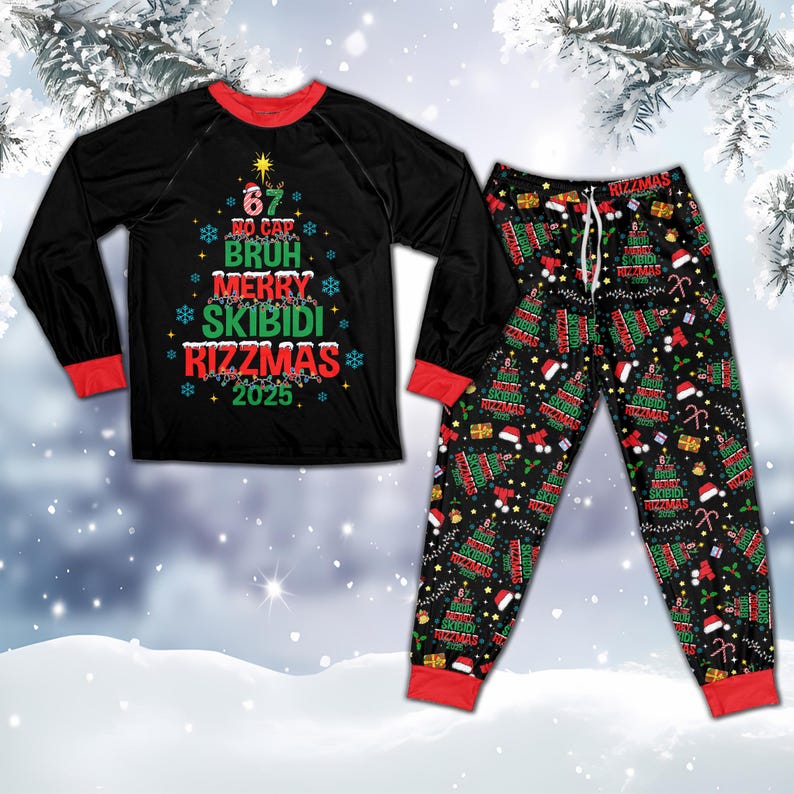 Gen Z Teen Slang Six Seven Pajamas Set, Trending Bruh Skibidi Rizz ...