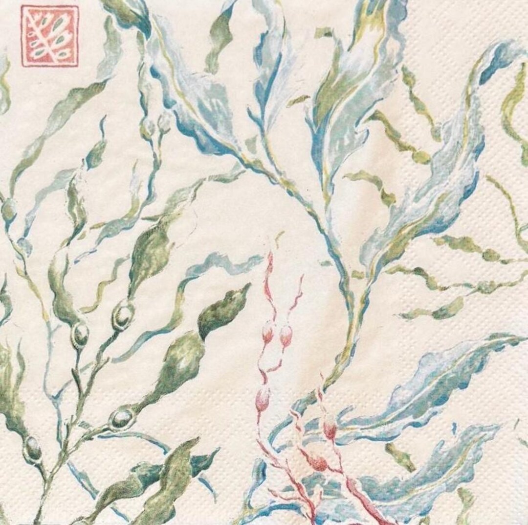 Underwater Seaweed Scene Decoupage Napkins, 3 Individual Lunch Paper ...