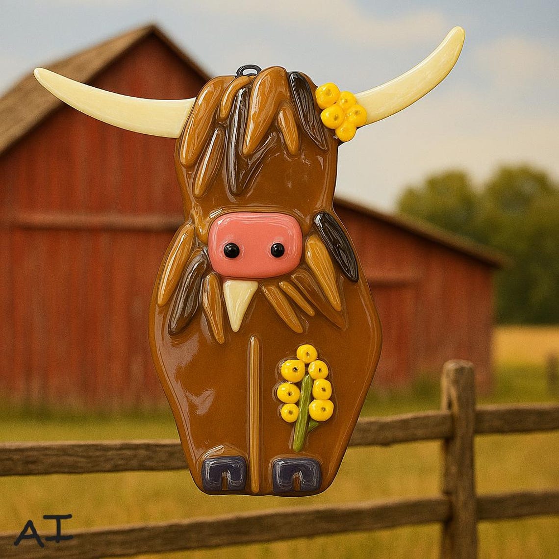 Highland Cow Fused Glass Ornament - Etsy