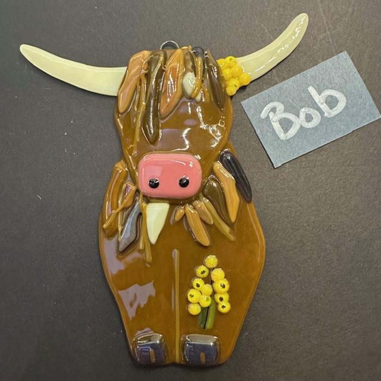 Highland Cow Fused Glass Ornament - Etsy