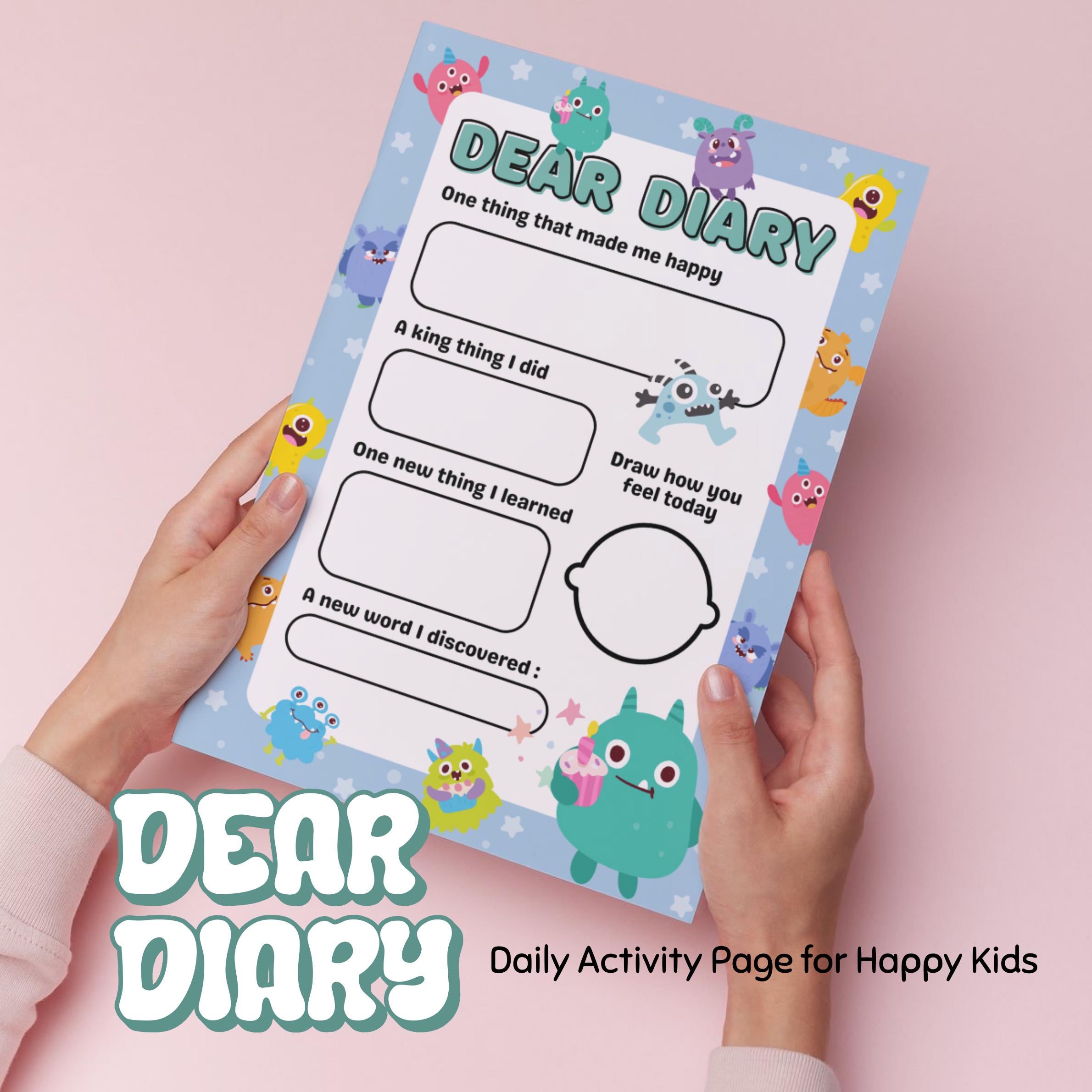 Dear Diary Printable for Kids (little Monsters) – Journal Page for Ages ...