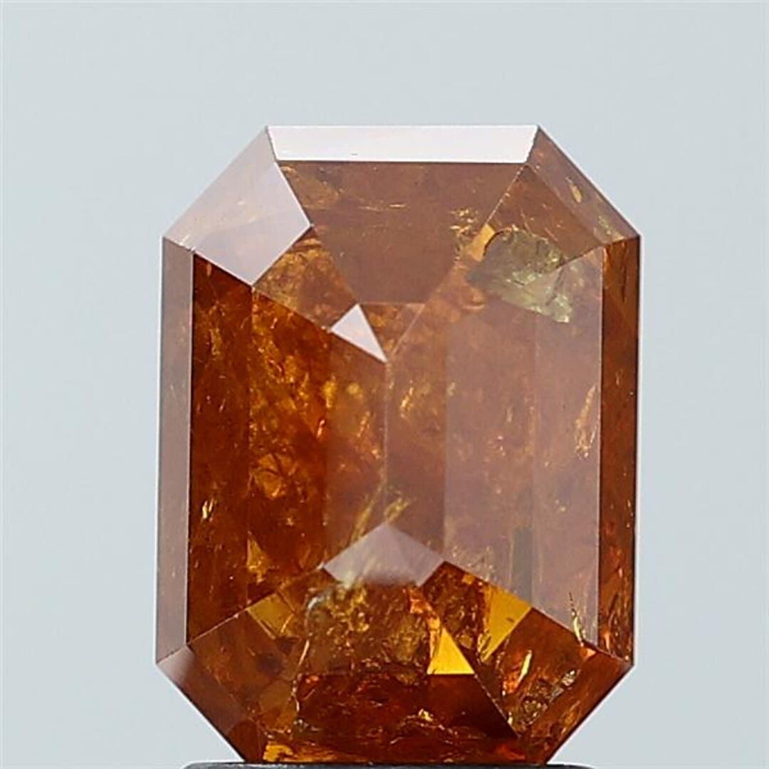 2.86ct'' Emerald Cut Dark Orange Diamond Natural Loose Gemstone [9.1x6 ...