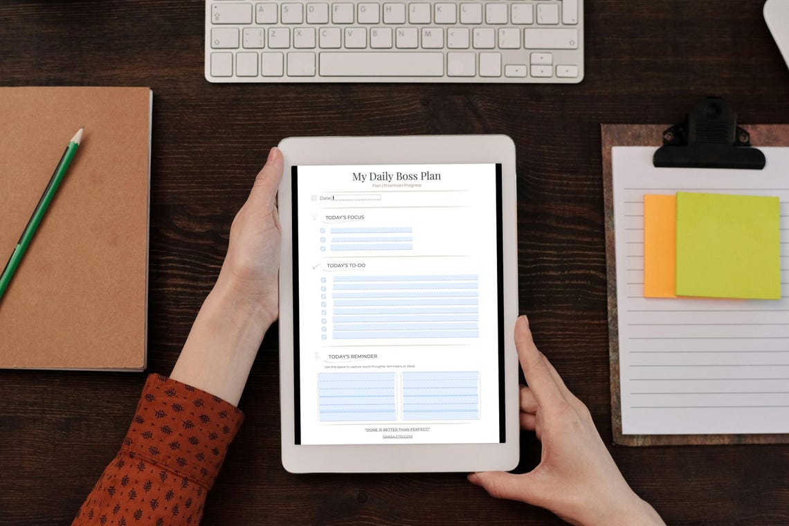 Daily Boss Plan | Minimalist Daily Planner | Digital Template ...